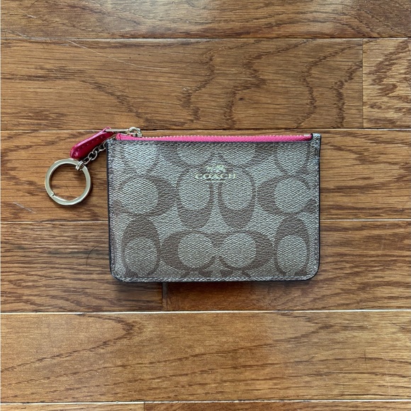 Coach | Accessories | Coach Signature Keychain Wallet With Pink And ...